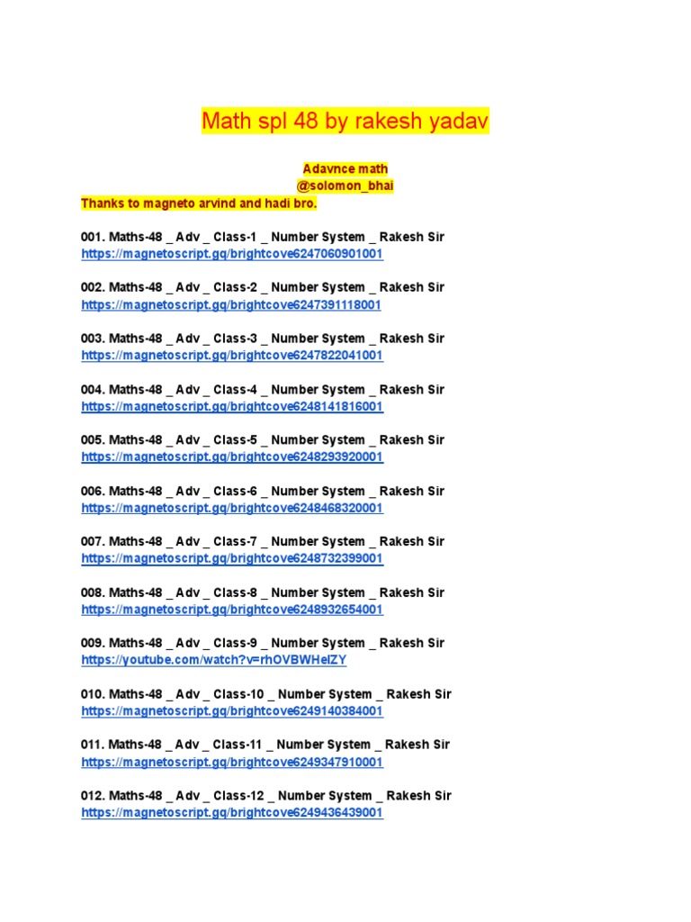 Math SPL 48 by Rakesh Yadav: Adavnce Math @solomon - Bhai Thanks To ...