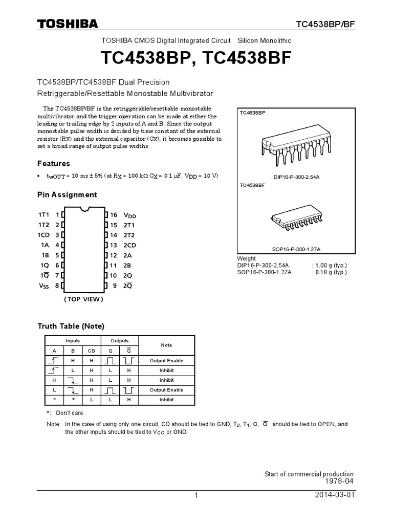 TC4538BP Datasheet en 20140301 | PDF | Reliability Engineering ...