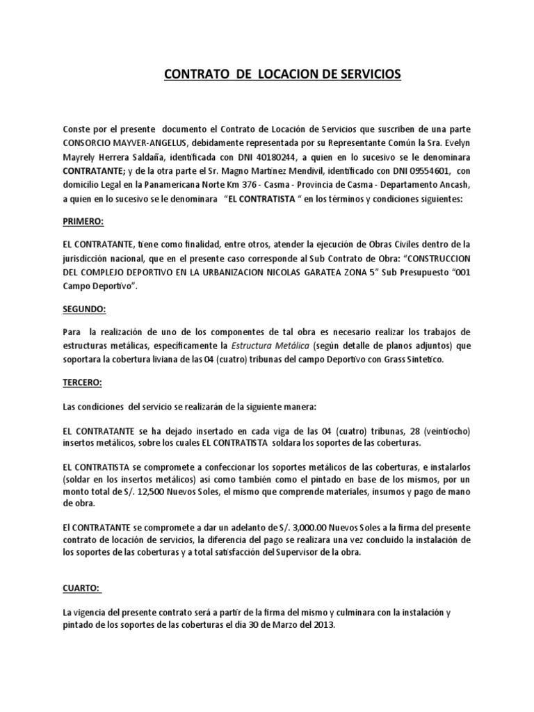 Contrato de Servicio de Estructuras Metalicas | PDF