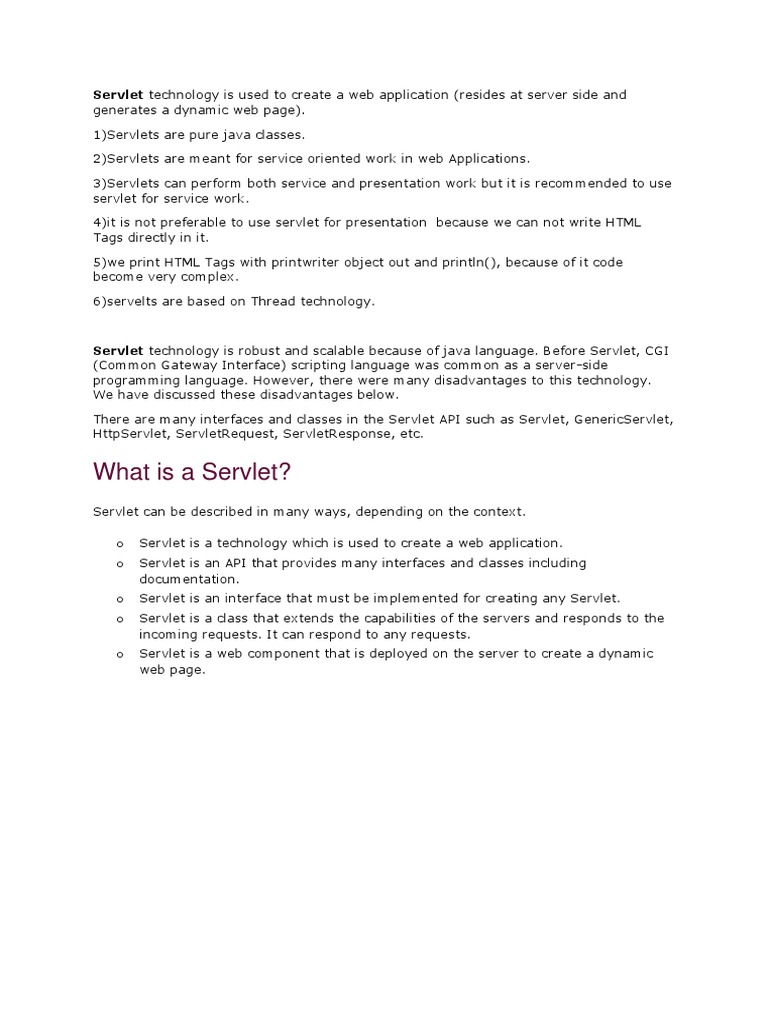 What Is A Servlet?: Servlet Technology Is Used To Create A Web ...