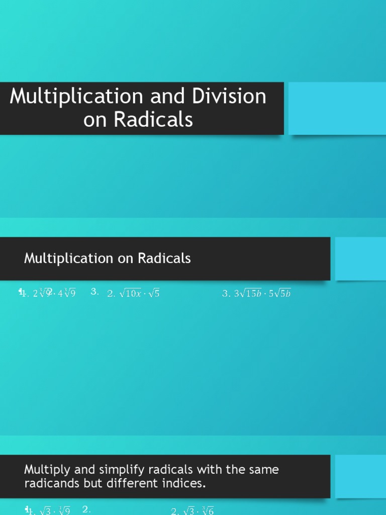 Radicals: Multiplication & Division Guide | PDF