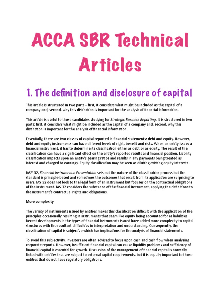ACCA SBR Technical Articles | PDF | International Financial Reporting Standards | Intangible Asset