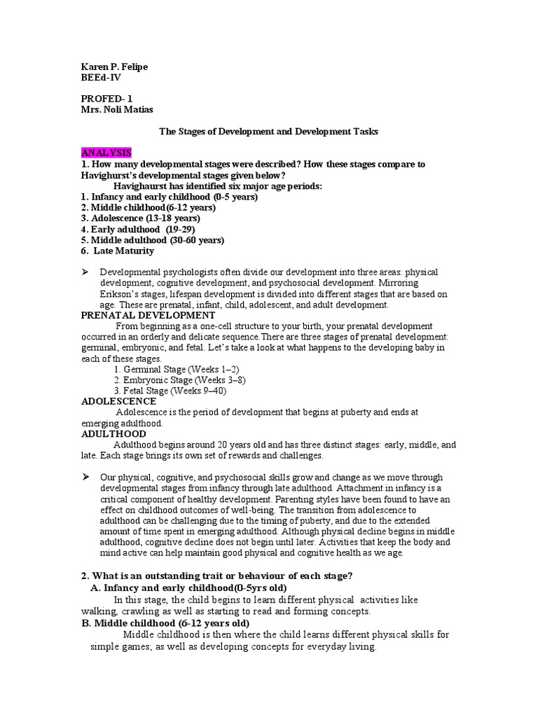 PROFED-1 MODULE 2 The Stages of Development and Development Tasks | PDF ...