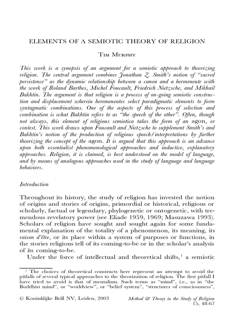 Method & Theory in The Study of Religion | PDF | Semiotics | Discourse