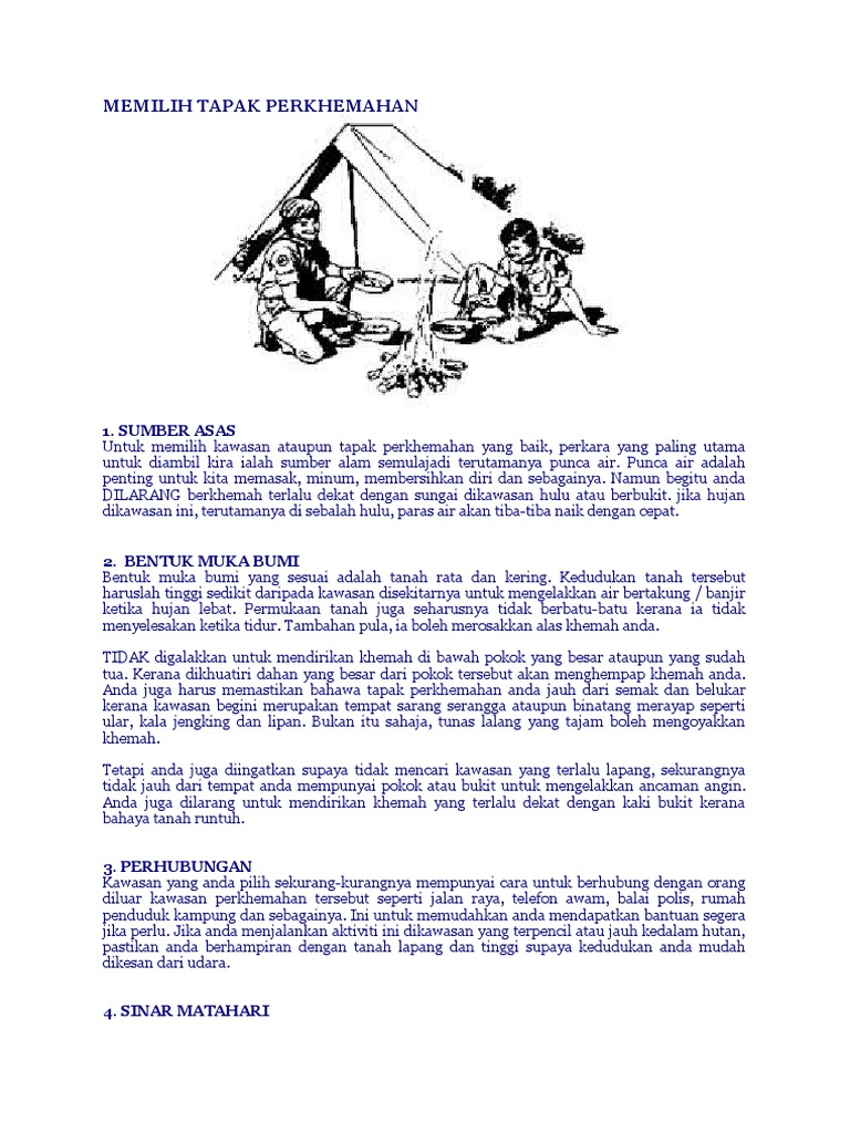 Memilih Tapak Perkhemahan | PDF