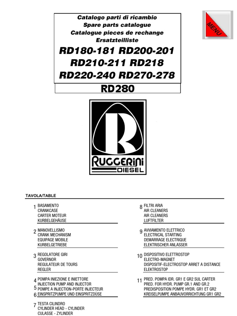 Ruggerini Diesel Engine Parts Catalog | PDF | Vehicle Parts | Engine ...
