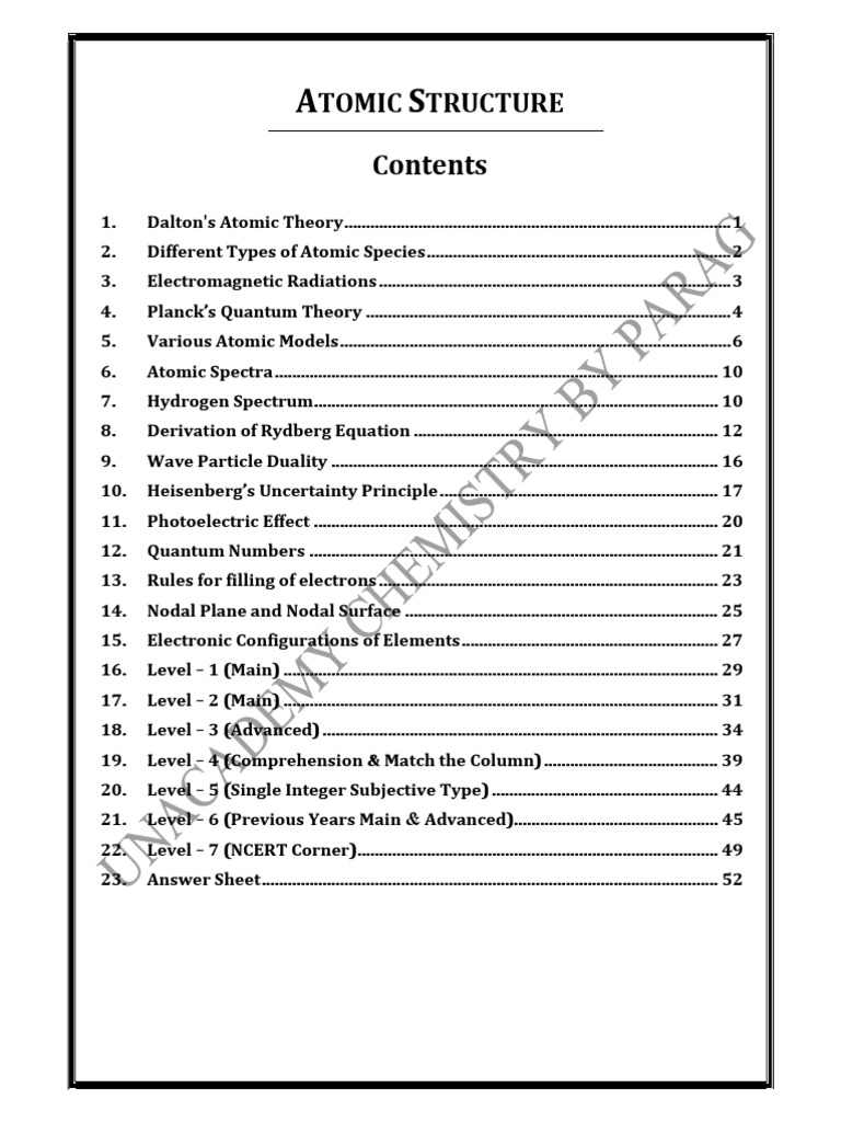 Atomic Structure and Models Overview | PDF | Emission Spectrum ...