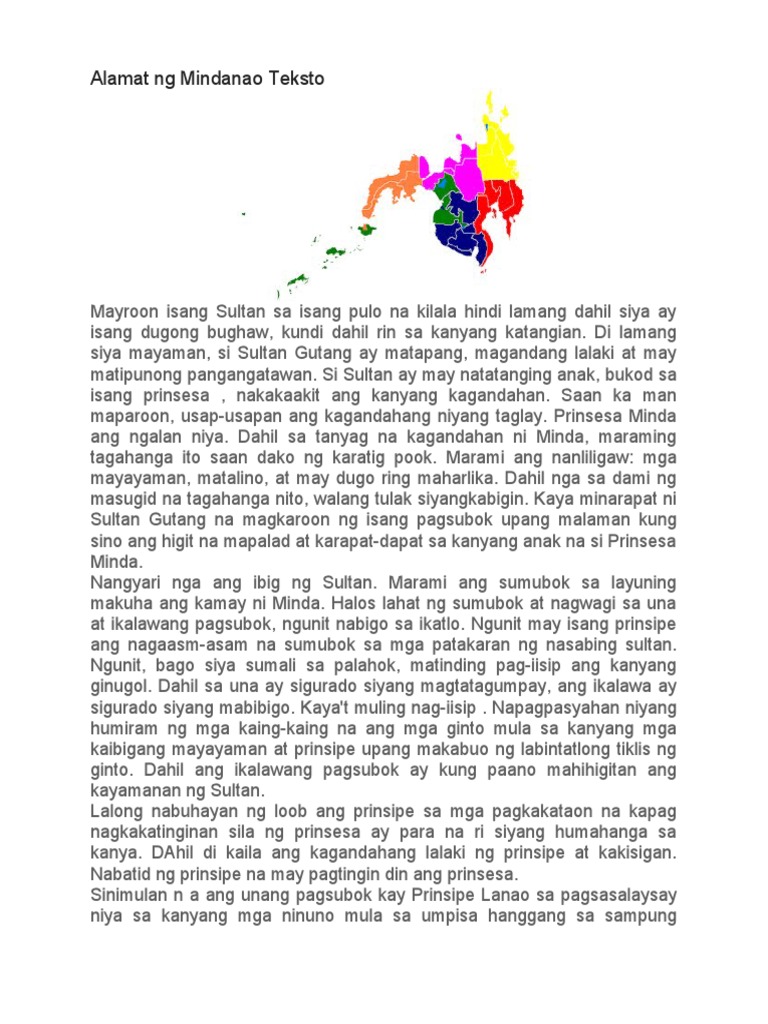 Alamat NG Mindanao Teksto | PDF