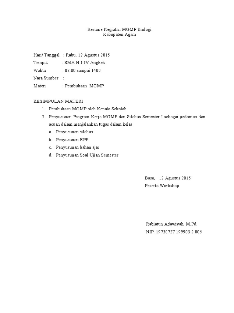 Resume MGMP | PDF