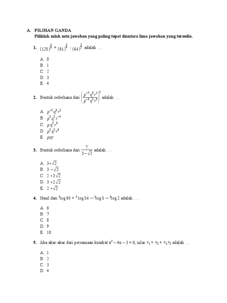 Soal Us Matematika Fix | PDF