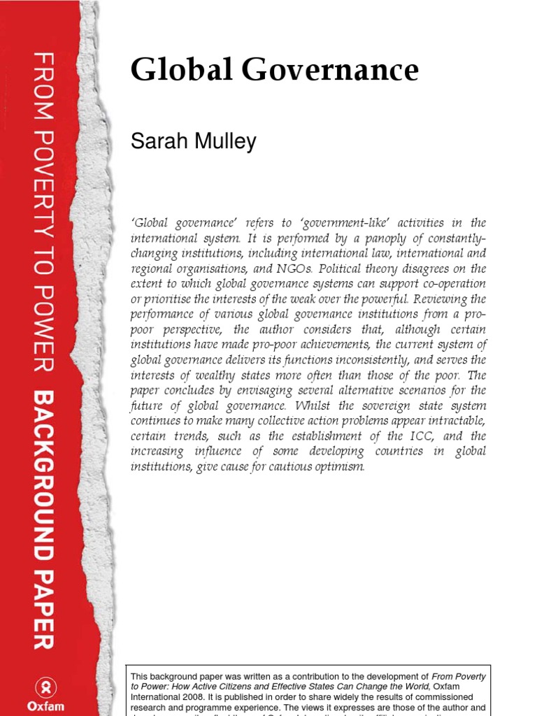 Global Governance: Sarah Mulley | PDF | Global Governance | Governance