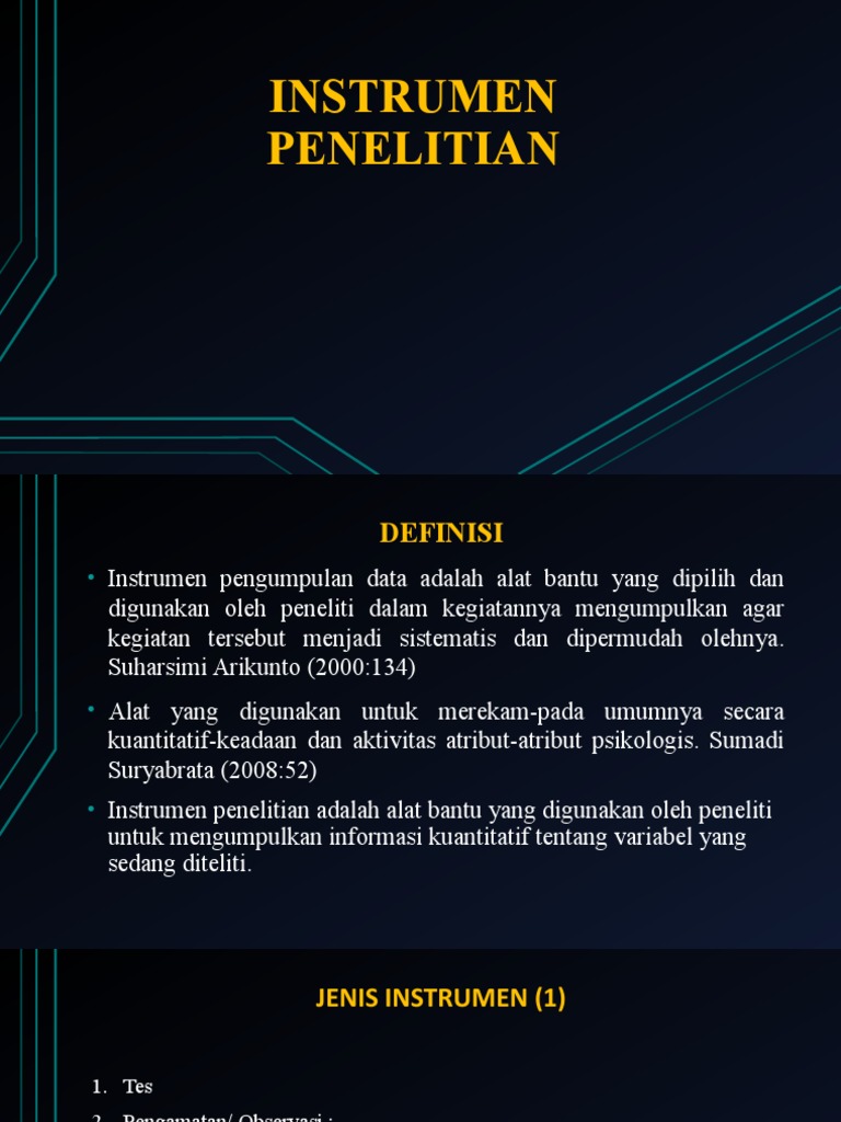 Panduan Lengkap Instrumen Penelitian | PDF | Karier & Perkembangan ...