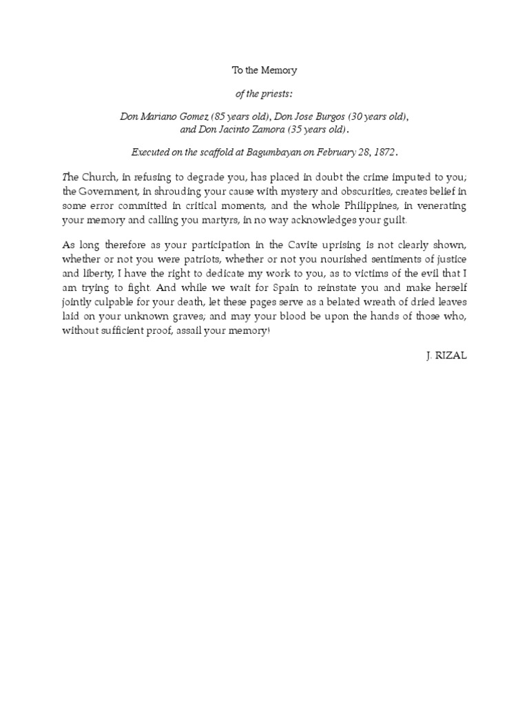 Dedication To GOMBURZA | PDF