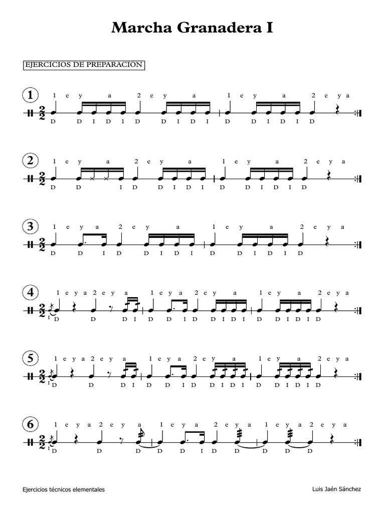 TAMBORES - Marcha Granadera 1 - Partitura Completa | PDF