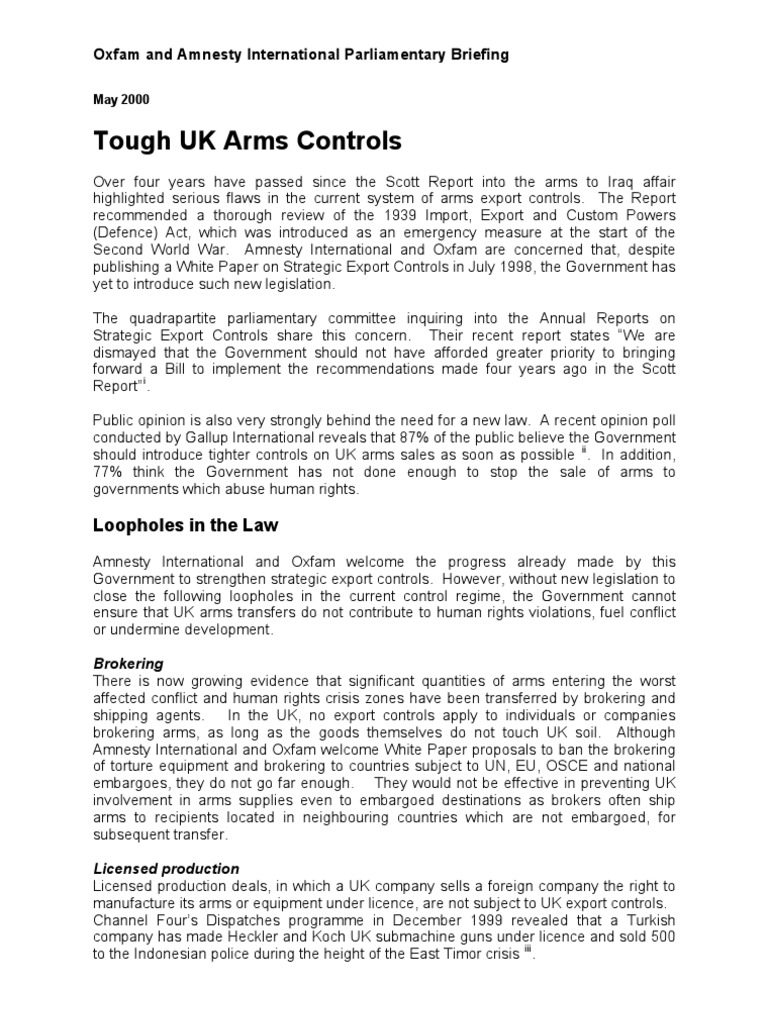 Tough UK Arms Controls | PDF | Amnesty International | United Kingdom