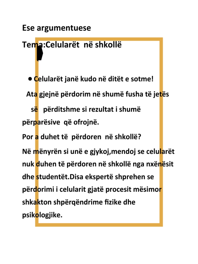 Ese Argumentuese Tema:Celularët Në Shkollë | PDF