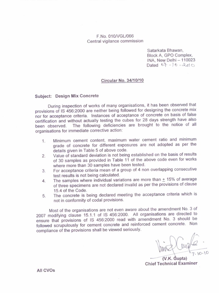 CVC Circular On Design Mix Concrete PDF | PDF