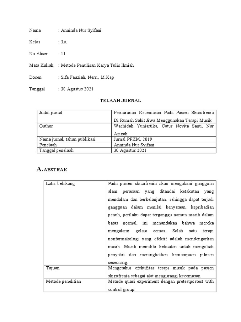 Contoh Tugas Telaah Jurnal | PDF