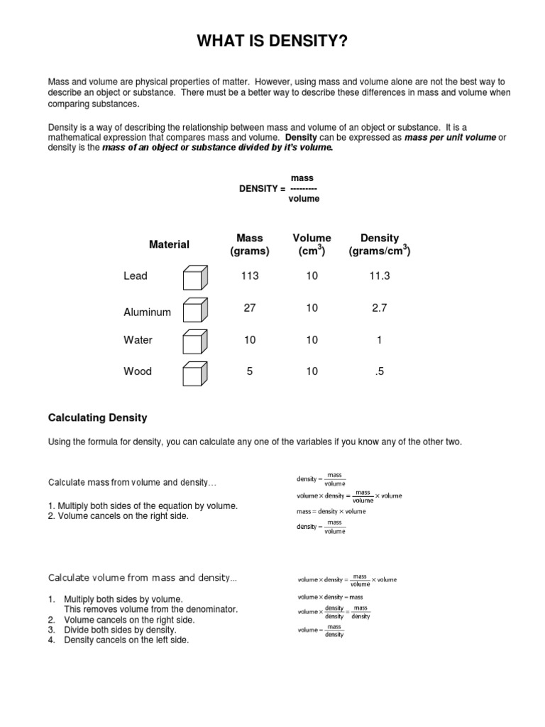 What Is Density | PDF | Density | Atmosphere Of Earth