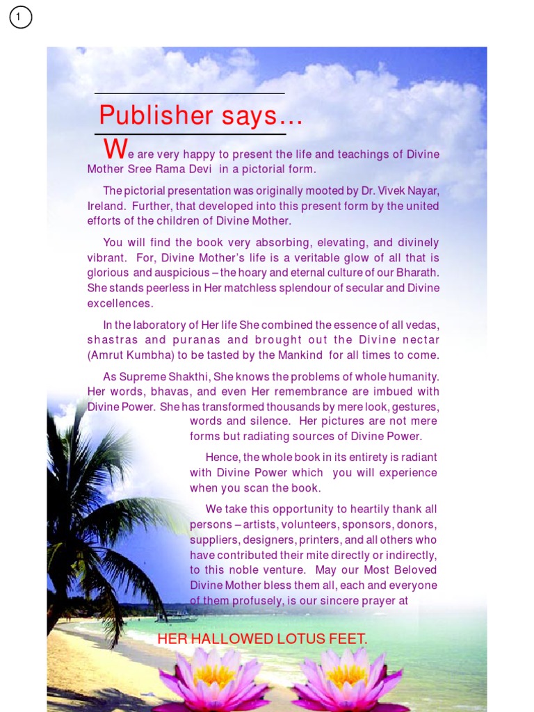 Divine Mother Sree Rama Devi-Life and Teachings-A Pictorial | PDF ...