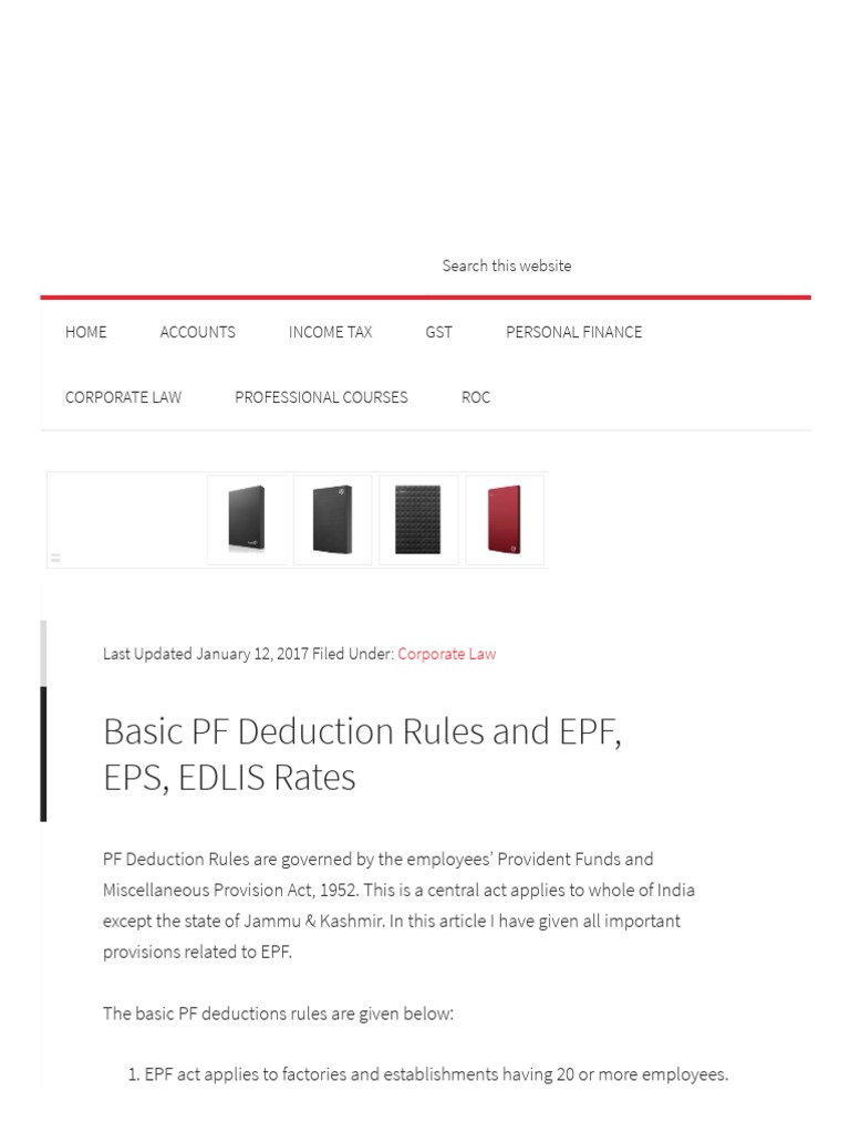 Basic PF Deduction Rules and EPF, Eps, Edlis Rates: Search This Website ...