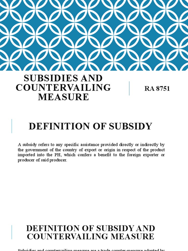 Subsidies and Countervailing Measure | PDF | Subsidy | Dumping (Pricing ...