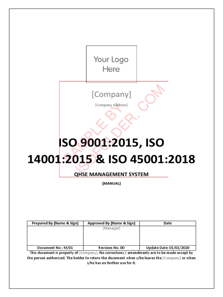 ISO 9001, 14001 & 45001 QHSE Management System Manual | PDF | Computer ...
