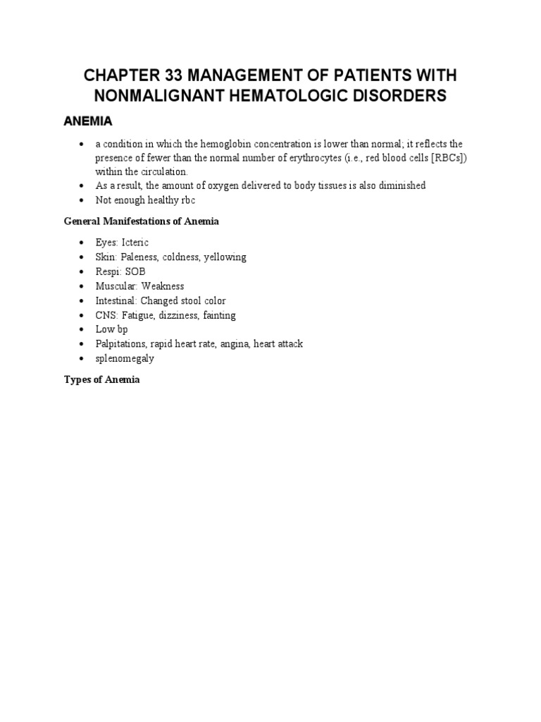Chapter 33 Management of Patients With Nonmalignant Hematologic ...