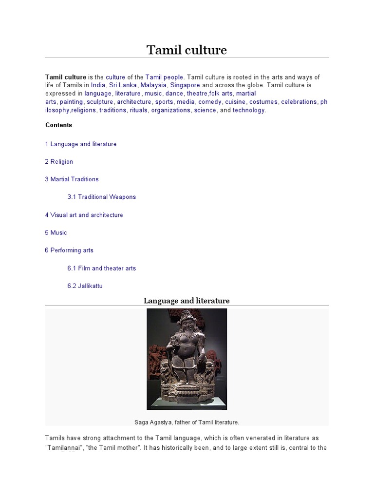 Tamil Culture Is The | PDF | Tamil Language | Tamil Literature