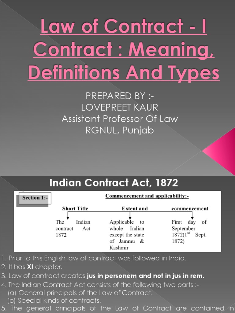 Contract - Meaning Definition and Types. | PDF | Common Law | Law And ...