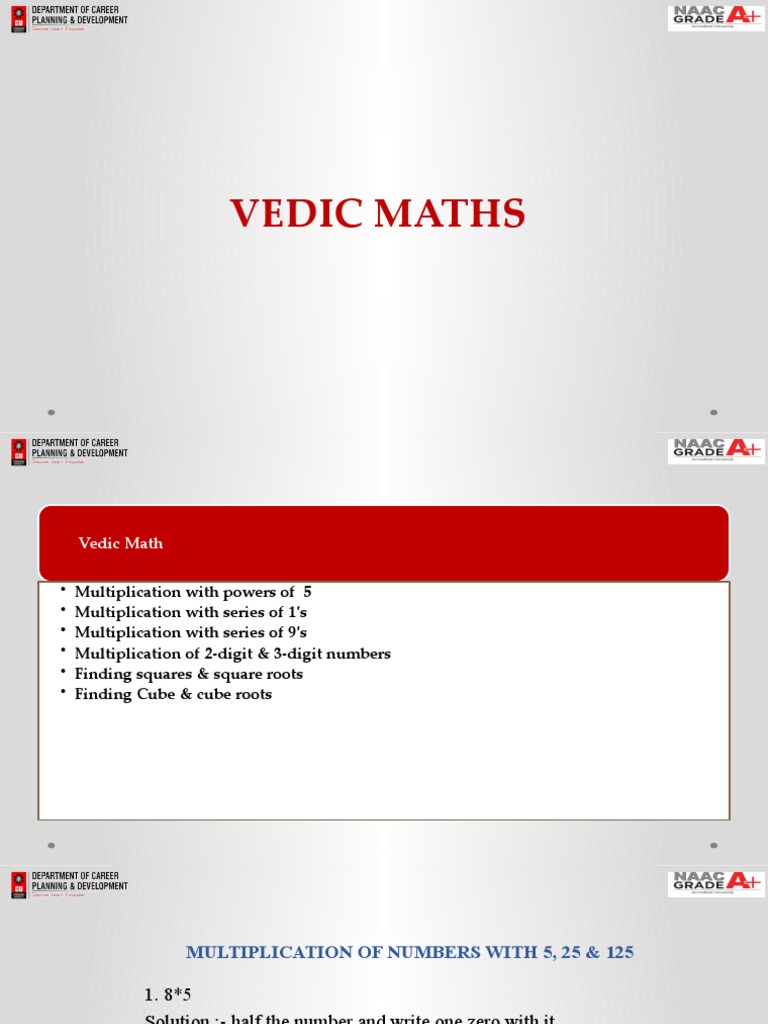 Vedic Maths: Multiplication Techniques | PDF | Multiplication | Numbers