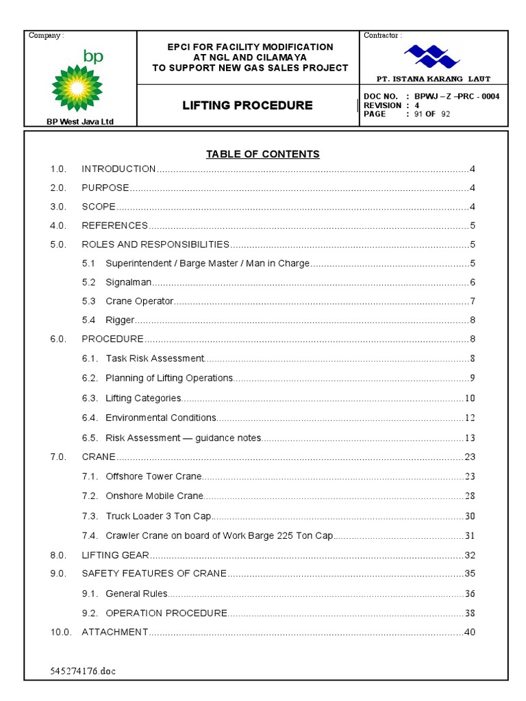 Lifting Procedure Rev 4 | PDF