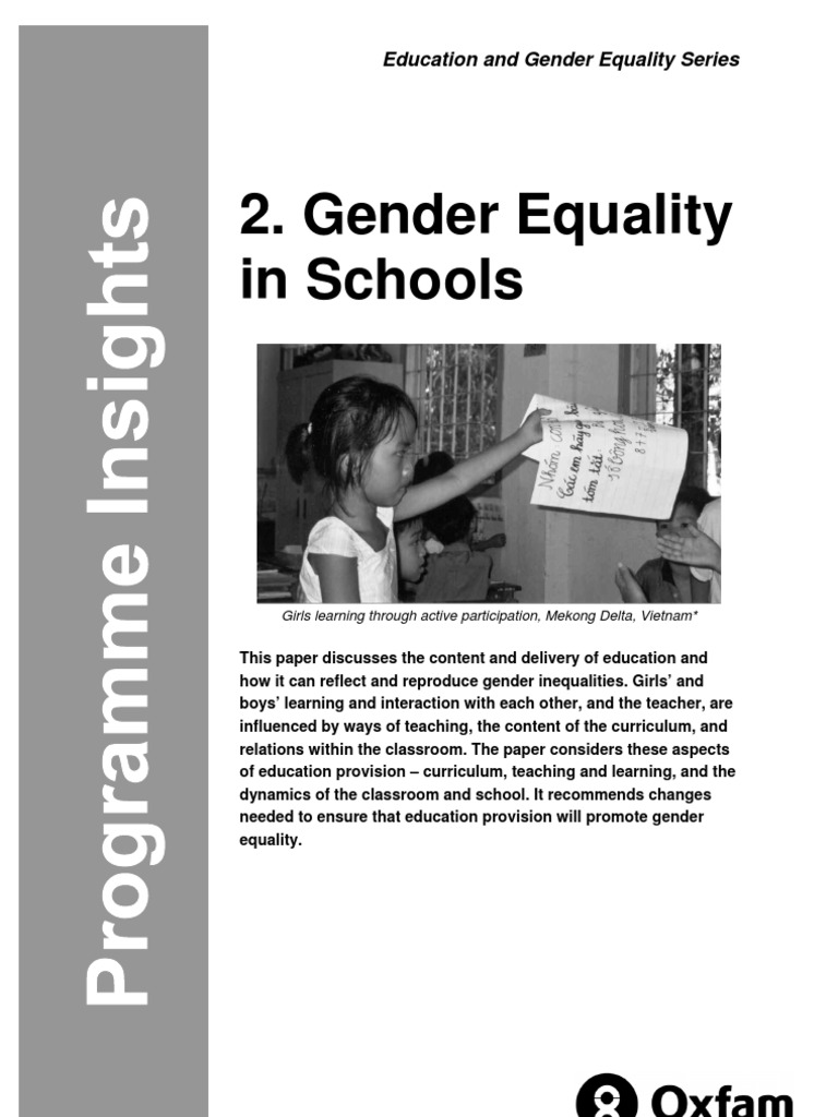 Gender Equality In Schools Pdf Curriculum Gender Equality