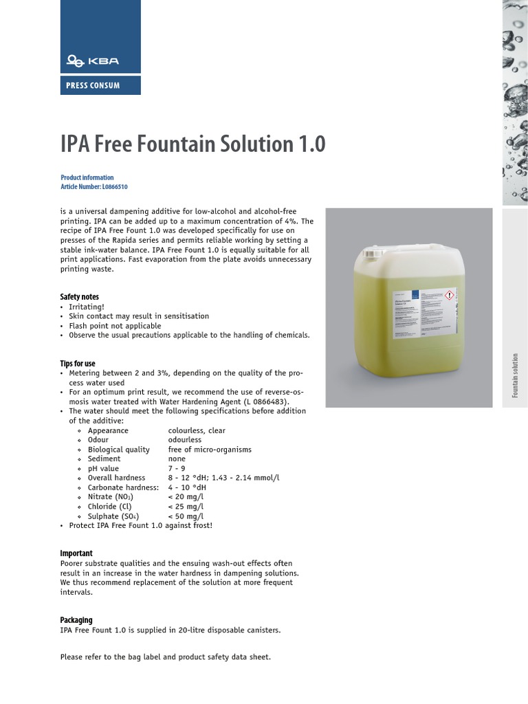 IPA Free & Universal Fountain Solutions | PDF | Water | Magnesium