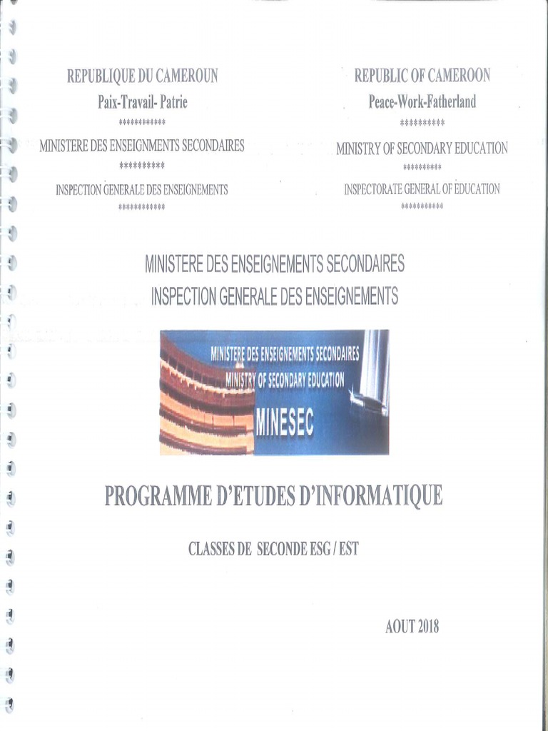 Programme D'informatique Seconde Aout 2018 | PDF