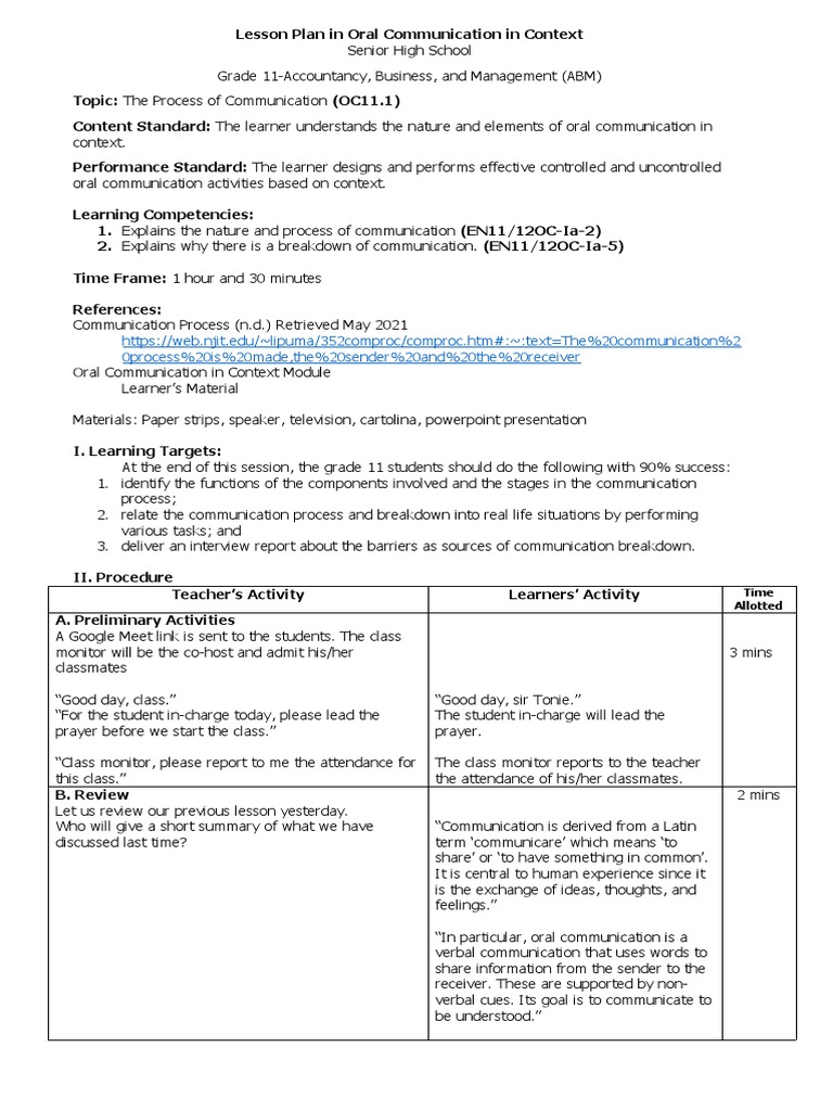 Detailed Lesson Plan in Oral Communication in Context - Guiawan | PDF ...