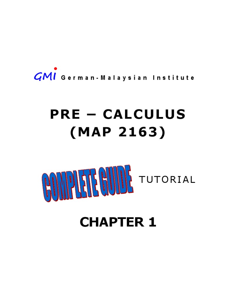 Map 2163 Pre-Calculus Tutorial Chapter1 | PDF | Equations | Quadratic Equation