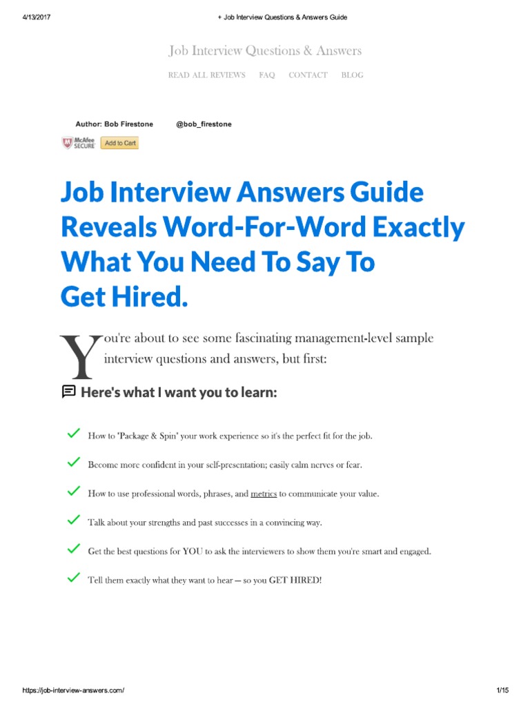 + Job Interview Questions & Answers Guide | PDF