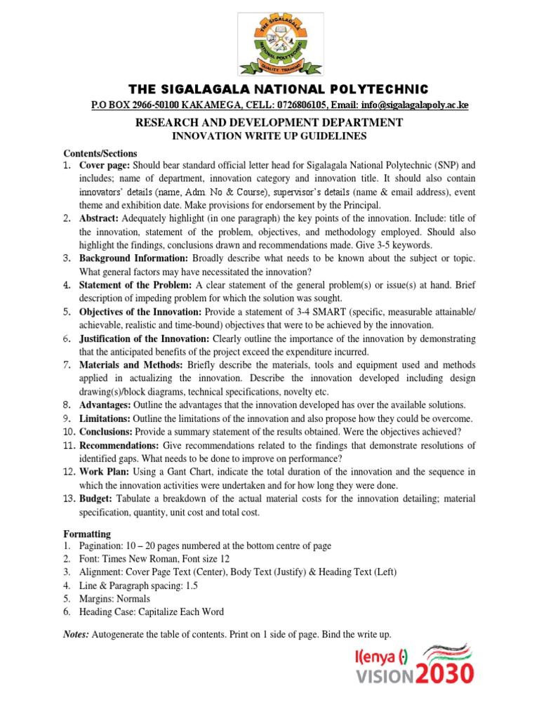 Innovation Write Up Template | PDF | Innovation