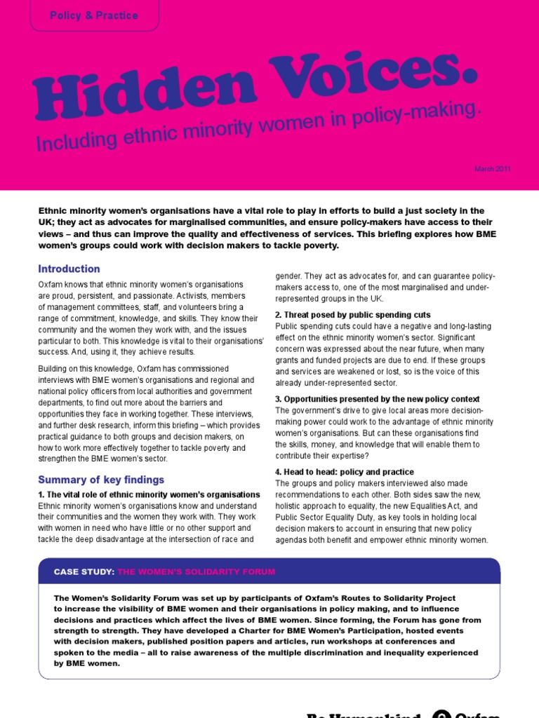 Hidden Voices: Including Ethnic Minority Women in Policy Making | PDF ...