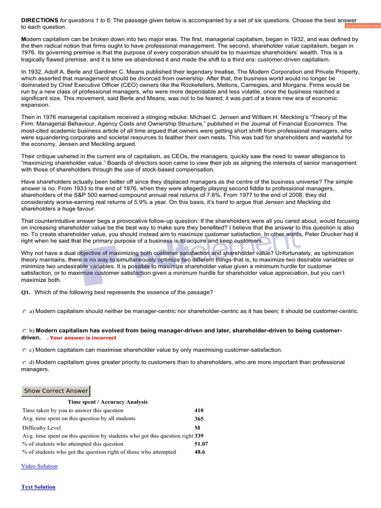 Aimcat 8 | Download Free PDF | Shareholder Value | Capitalism