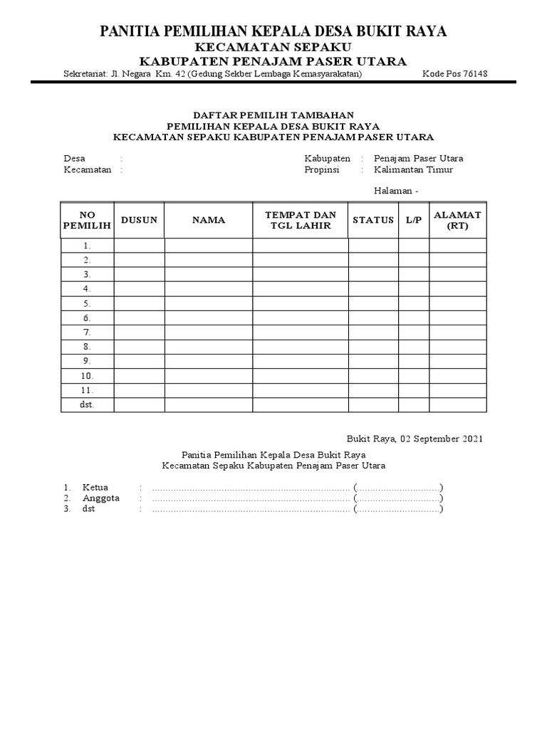Format D - Daftar Pemilih Tambahan | PDF Format D - Daftar Pemilih Tambahan | PDF