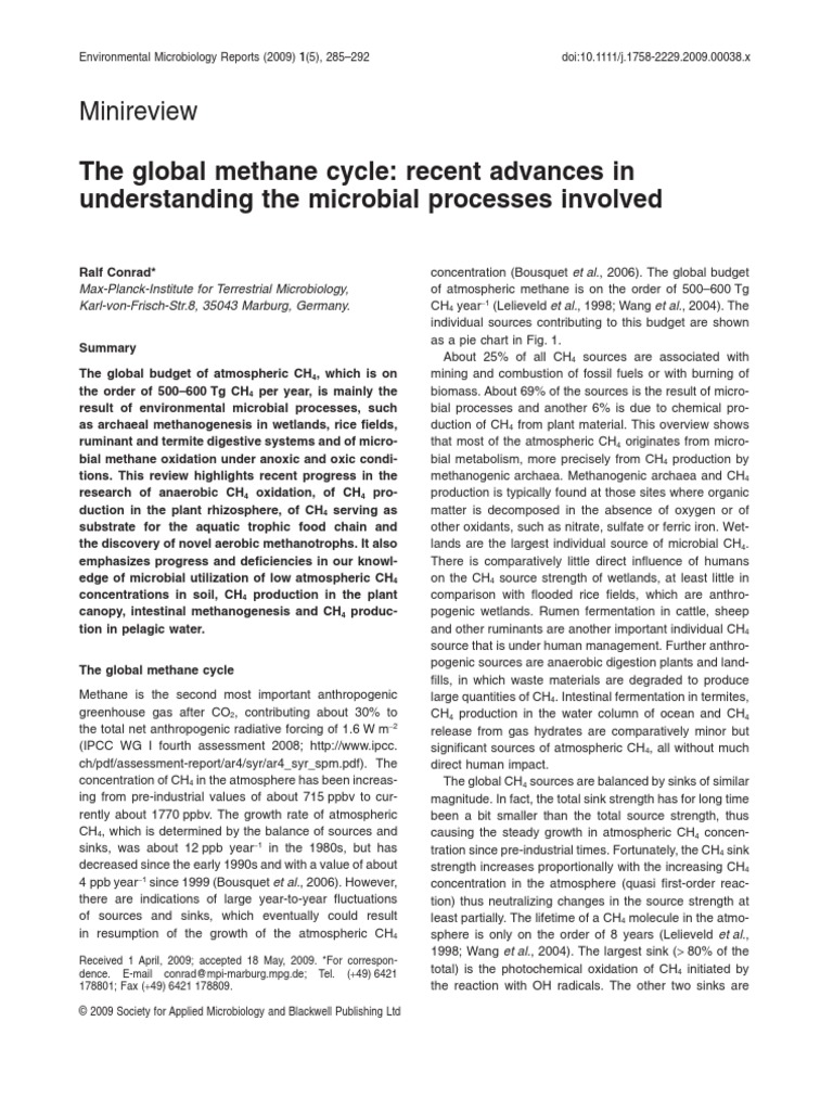 1 Conrad - Methane Cycle | PDF | Methane | Chemistry