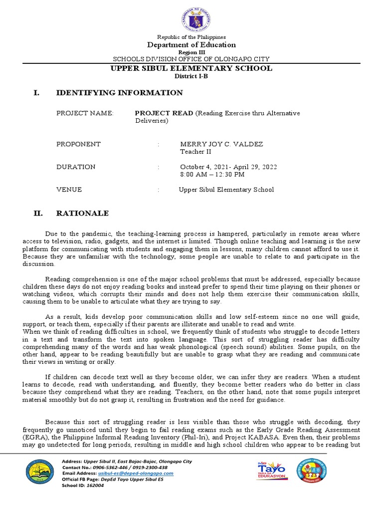 Uses Project Proposal Project Read | Download Free PDF | Reading ...