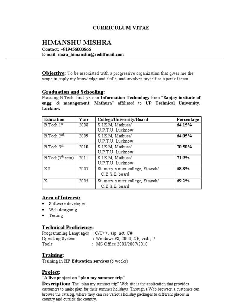 Himanshu Cv 0 Pdf World Wide Web Internet And Web 