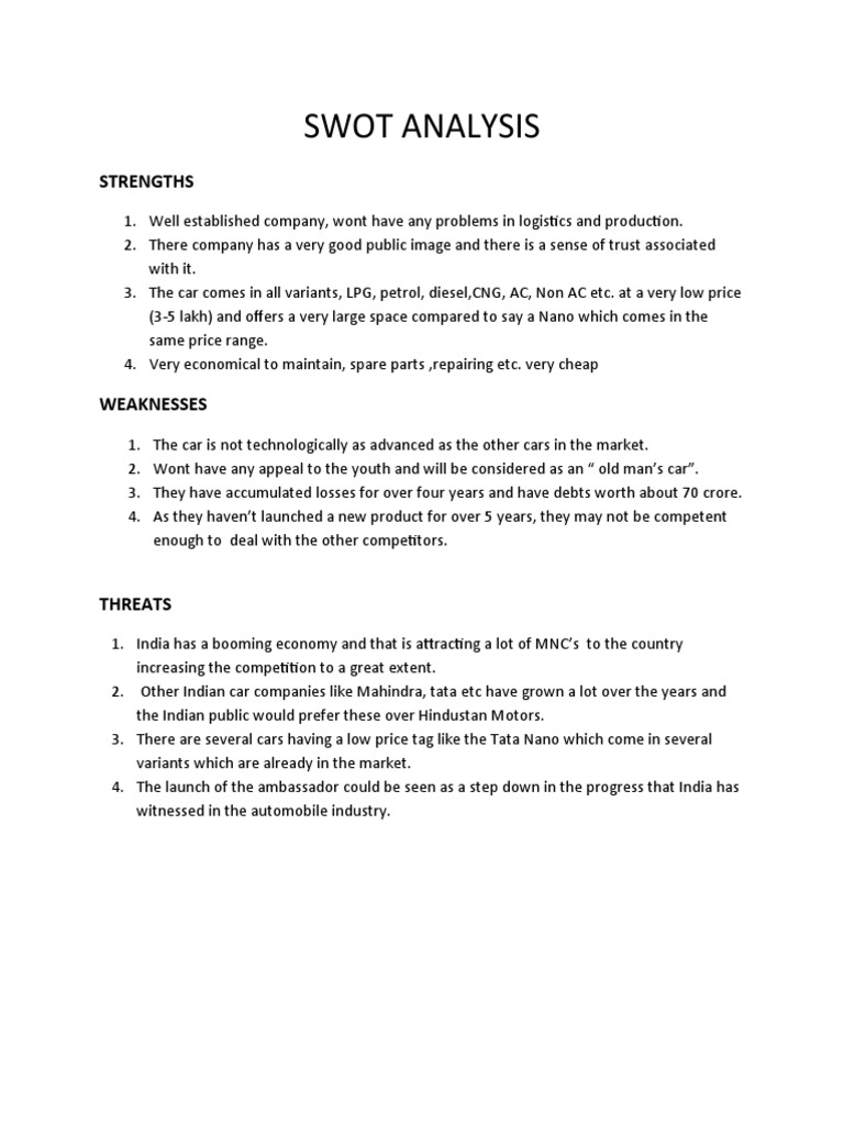Swot Analysis | PDF