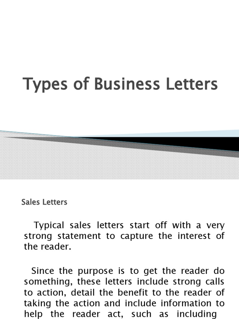 Business Letter Types Guide | PDF | Retail | Market (Economics)