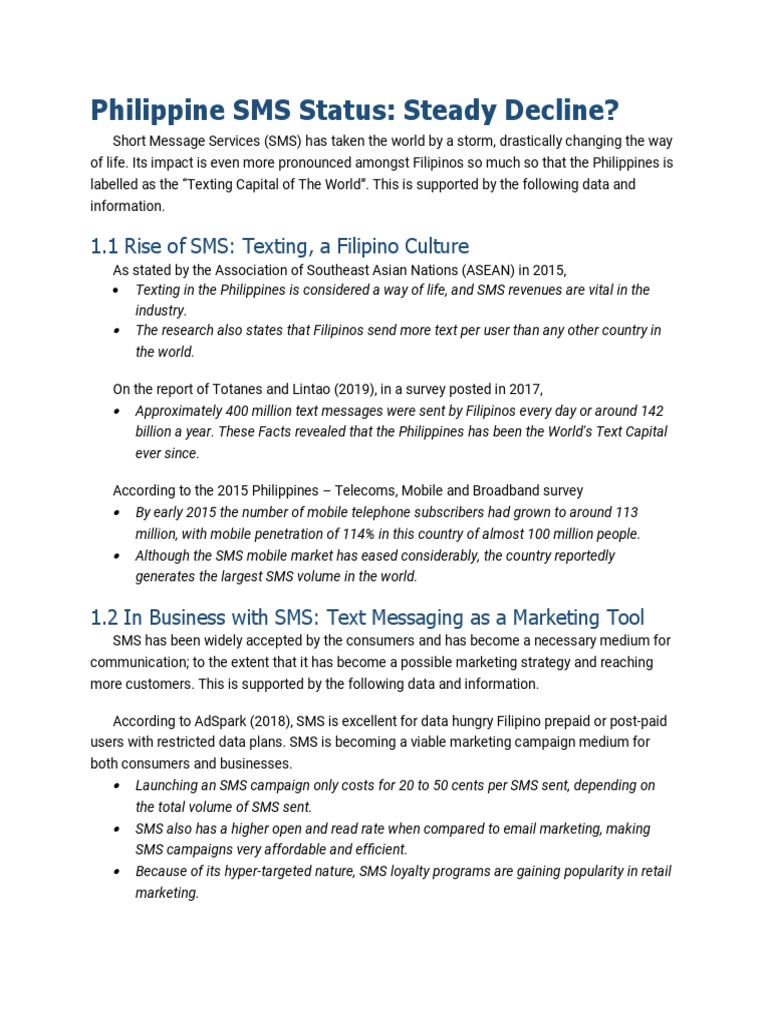 Philippine SMS Usage Trends 2023 | PDF | Text Messaging | Philippines