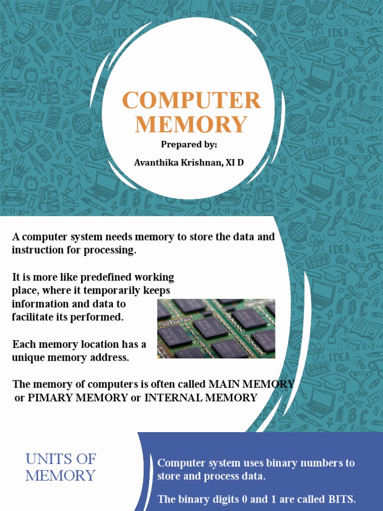 Computer Memory: Prepared By: Avanthika Krishnan, XI D | PDF | Computer ...