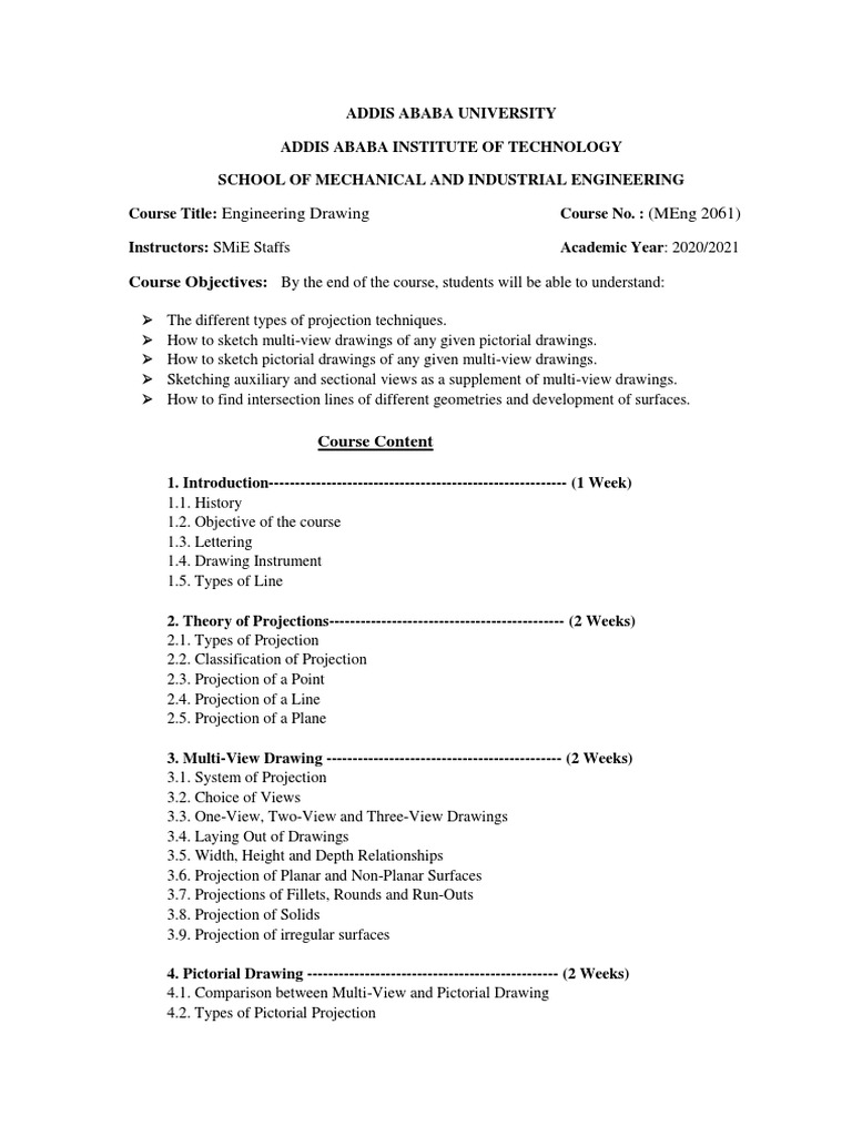 Engineering Drawing Course Outline | Download Free PDF | Infographics ...